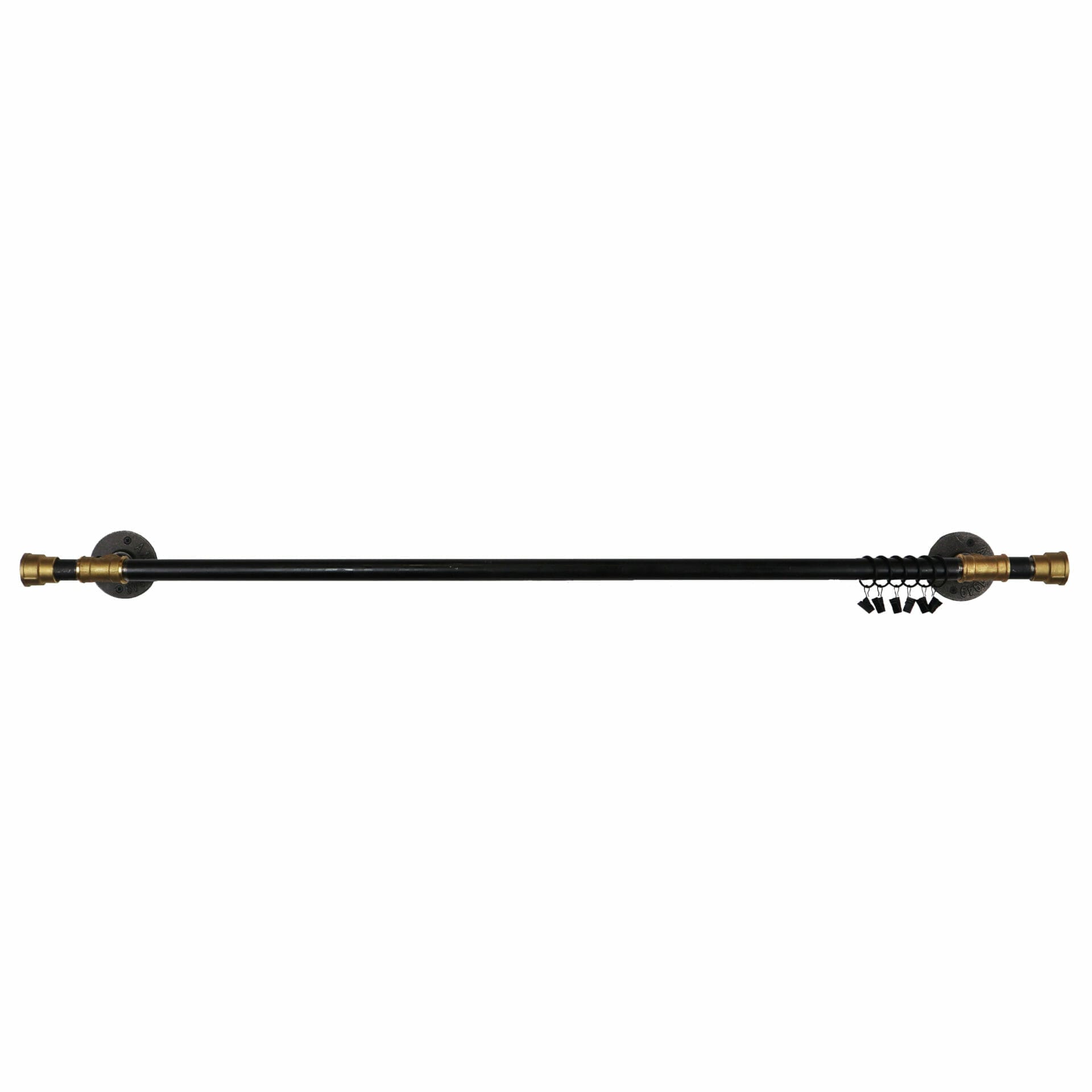 Finial Style Curtain Pole Industrial Raw Steel And Brass Pipe Style