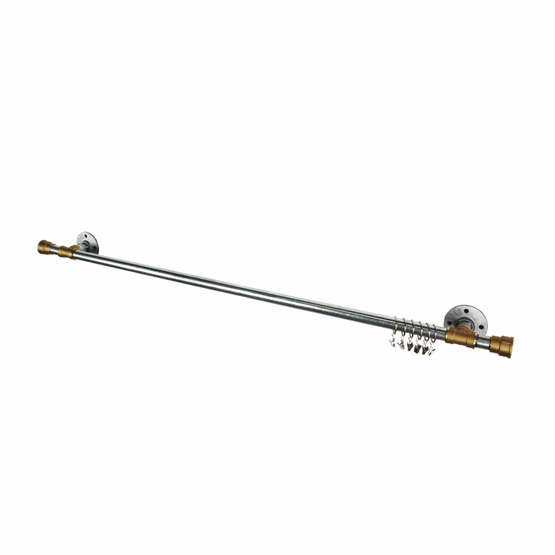 Finial Style Curtain Pole Industrial Silver Steel And Brass Pipe