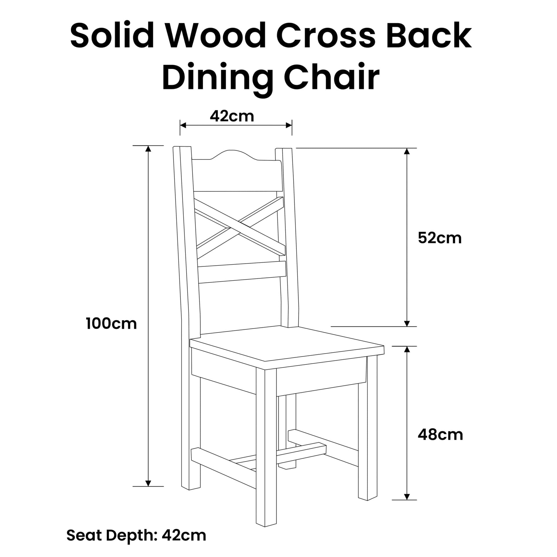 Solid Wood Cross Back Dining Chair Pipe Dream Furniture
